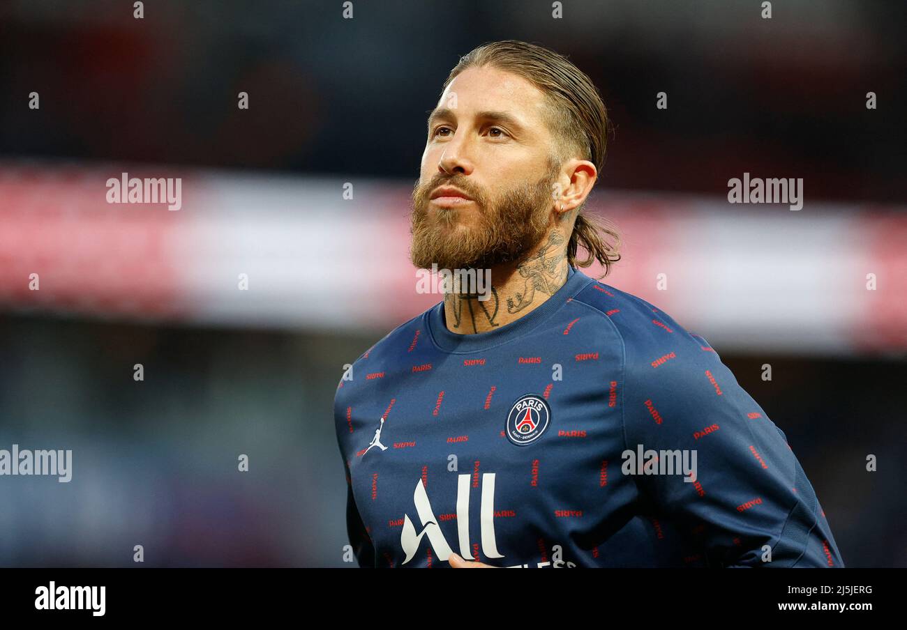 Sergio Ramos of PSG during the warm-up before the French Ligue 1 Uber ...