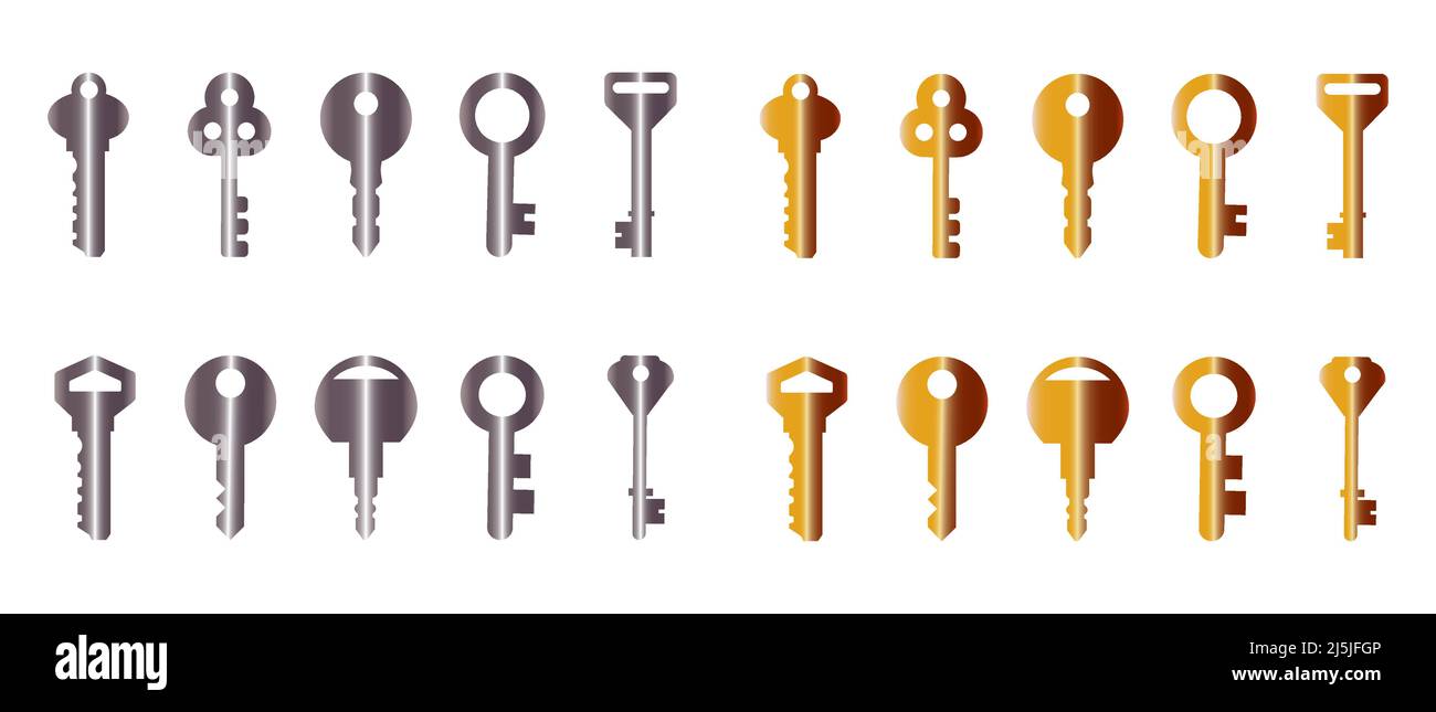 Metal gold silver keys vector icon set Stock Vector Image & Art - Alamy