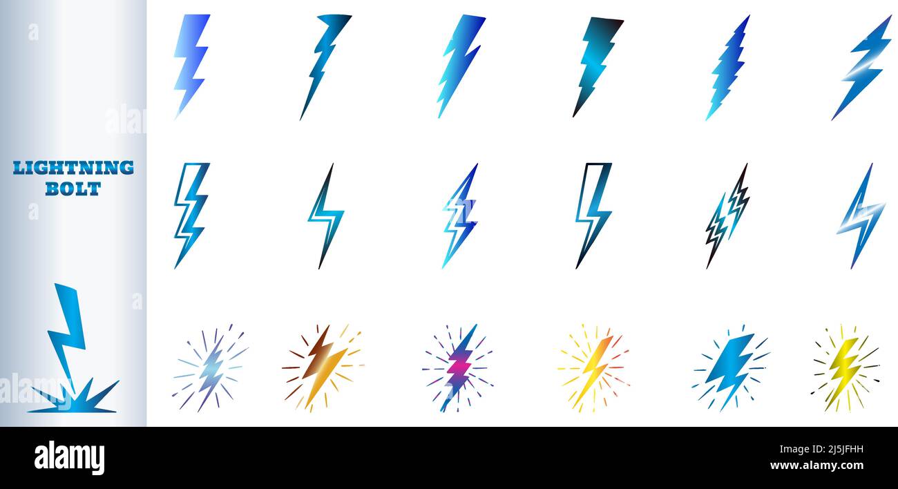 Colorful lightning bolt vector icon set Stock Vector Image & Art - Alamy