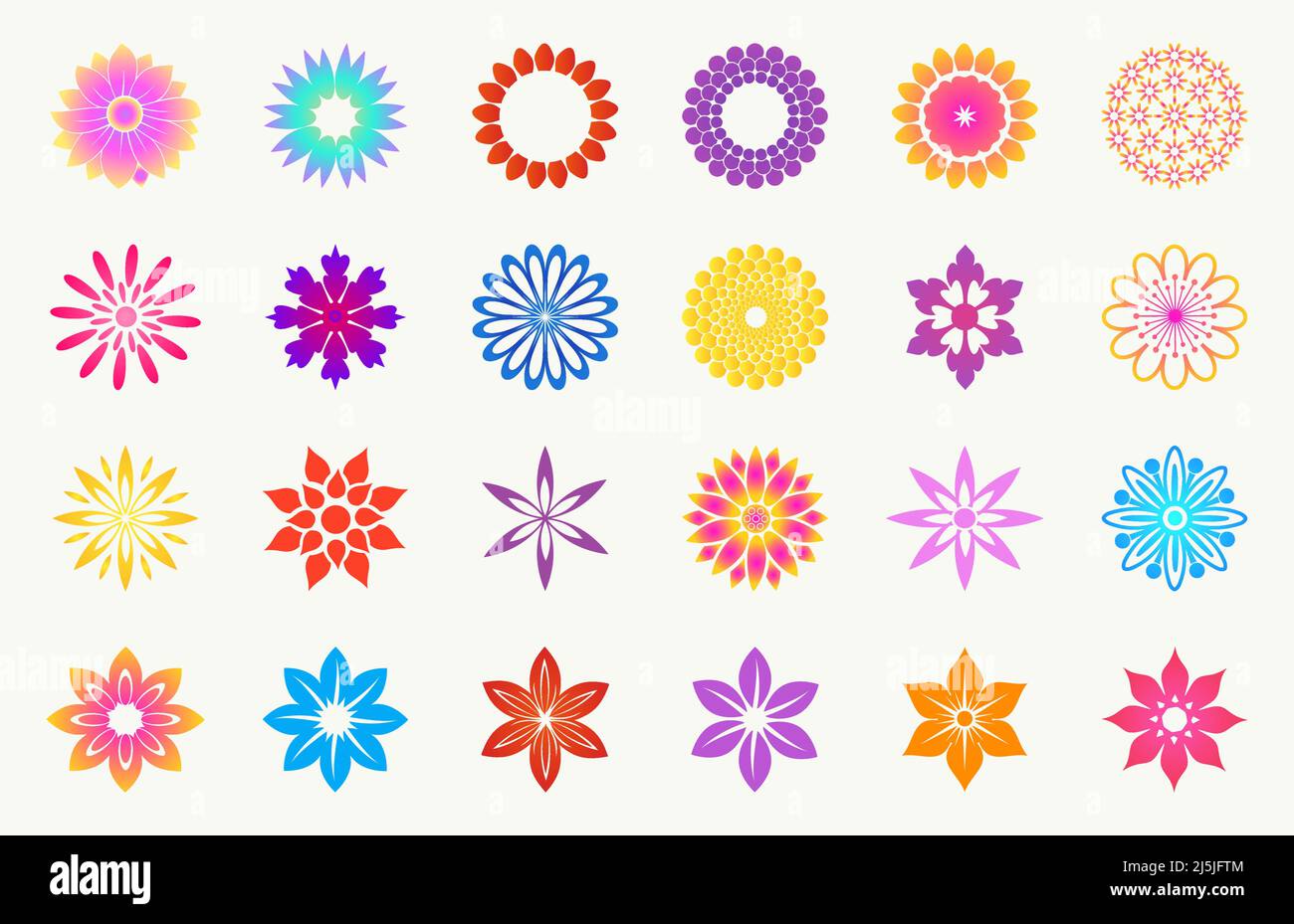 Abstract various flower vector element set. Set of 24 elements Stock ...