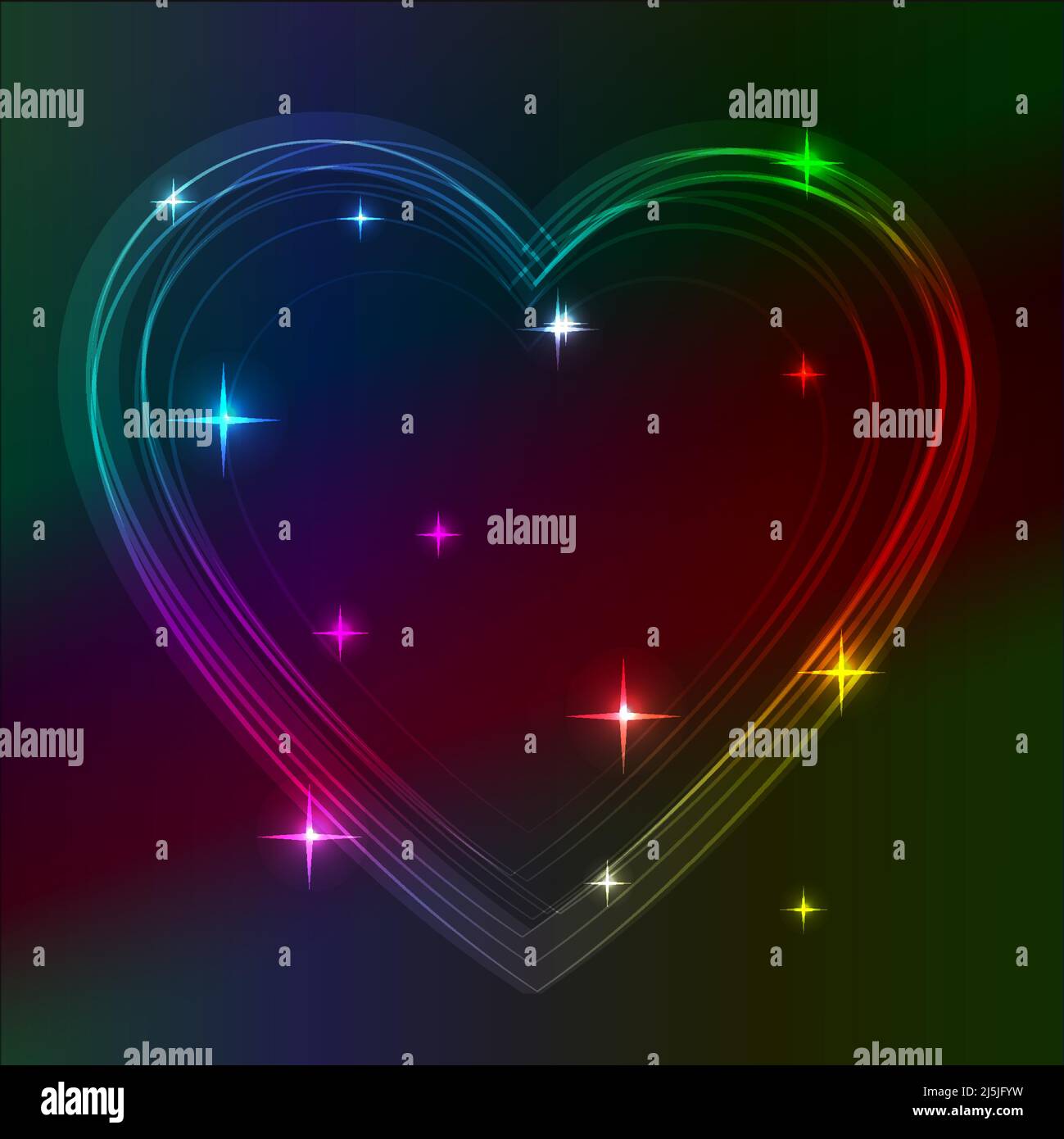 Heart on green blue red pink gradient background. Vector illustration ...