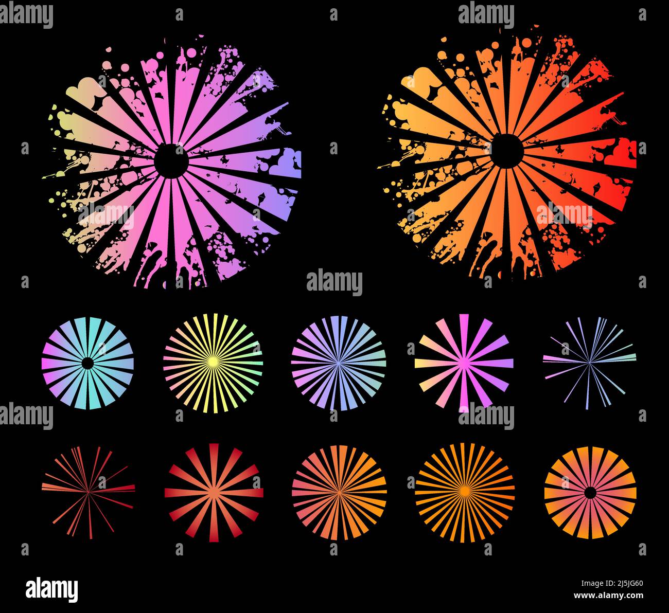 Grunge sunburst colorful vector element set Stock Vector Image & Art ...