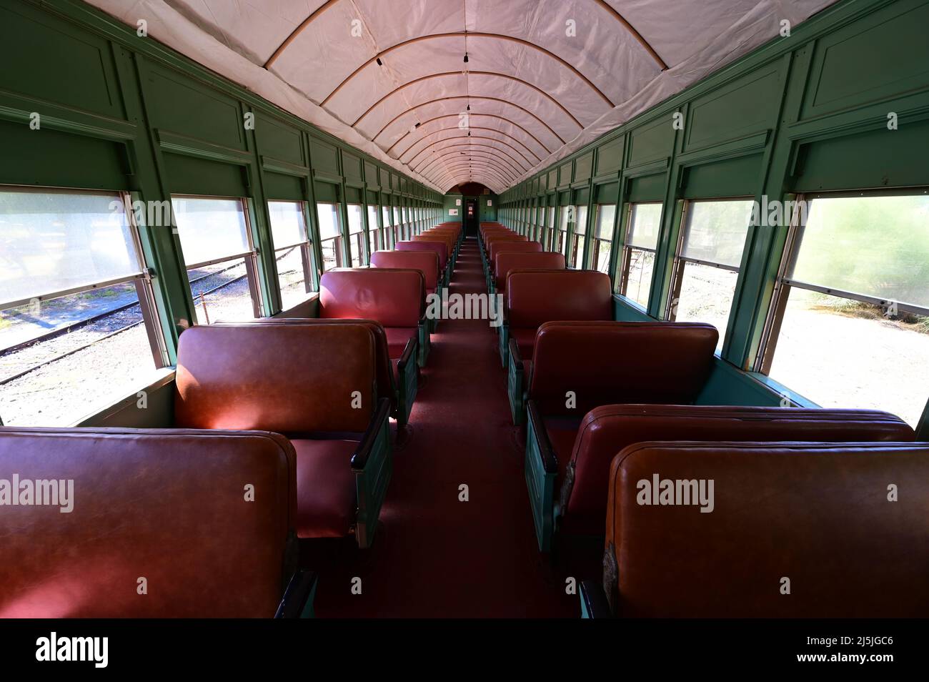 Seating area of American steet cars Stock Photo - Alamy