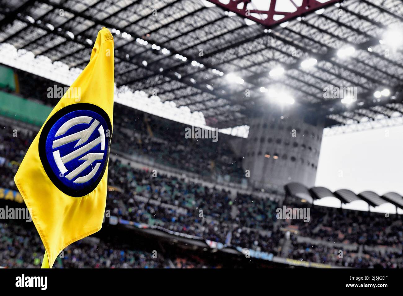 FC Internazionale's logo is seen on a corner flag during the Serie A ...