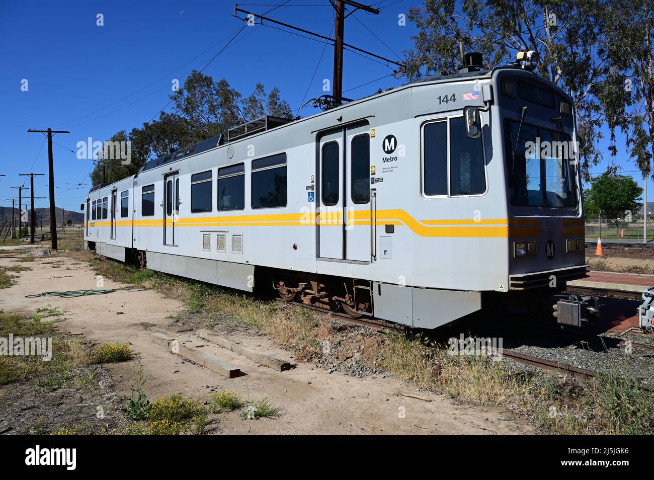 Metro light rail car 144 at the Southern California Railroad museum ...