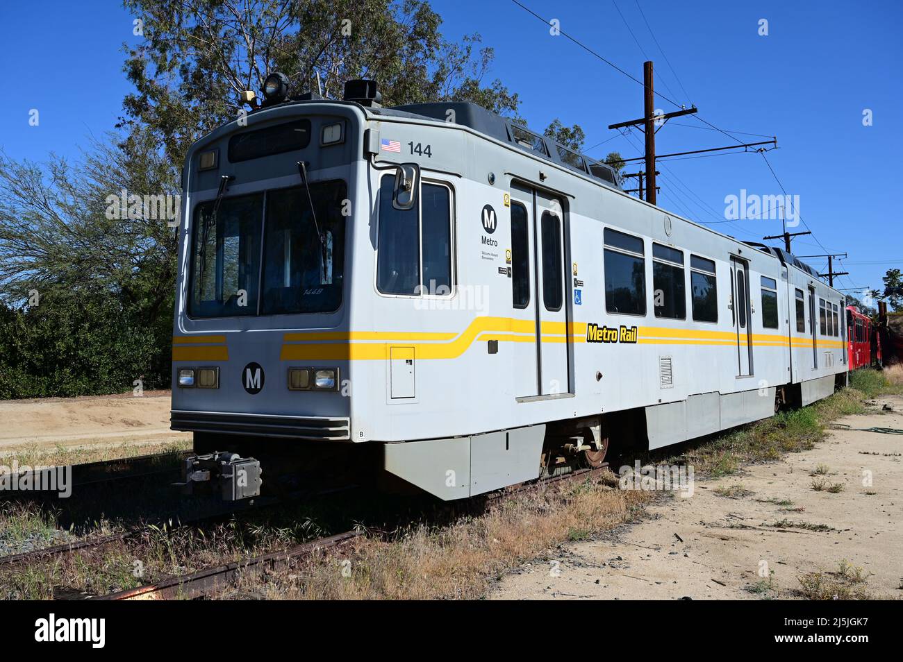 Metro light rail car 144 at the Southern California Railroad museum ...