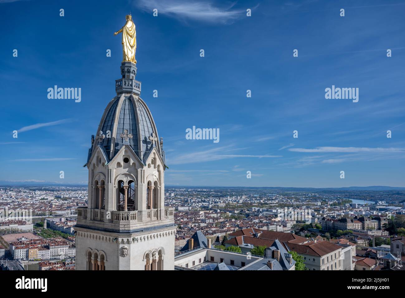 Famous view of Lyon from the top of Notre Dame de Fourviere Stock Photo ...