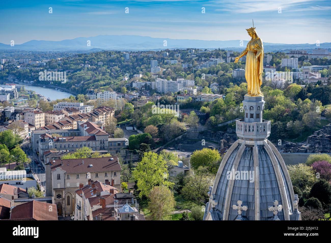 Famous view of Lyon from the top of Notre Dame de Fourviere Stock Photo ...