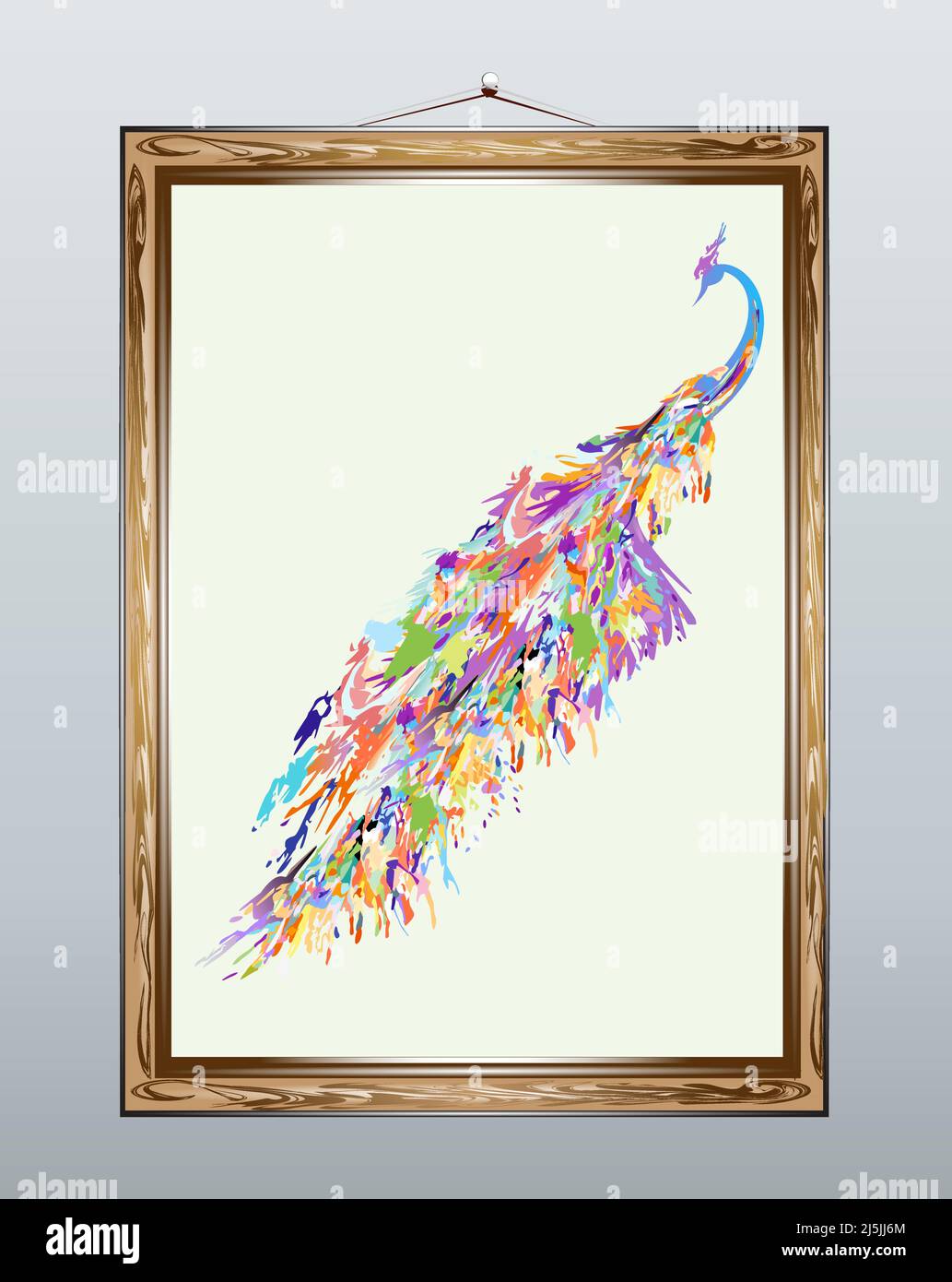 Watercolor peacock in a frame vector illustration Stock Vector Image ...