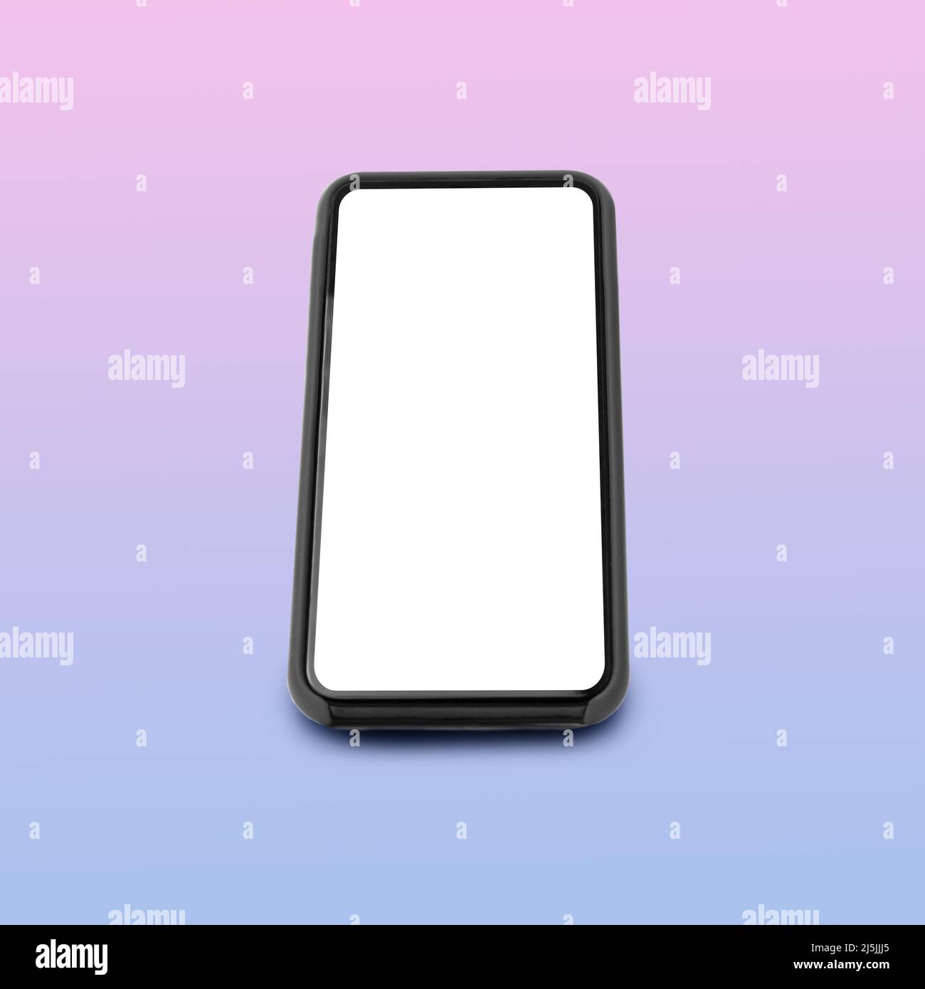 Square Shot Of Cellphone With Blank Screen Over Neon Background Stock ...