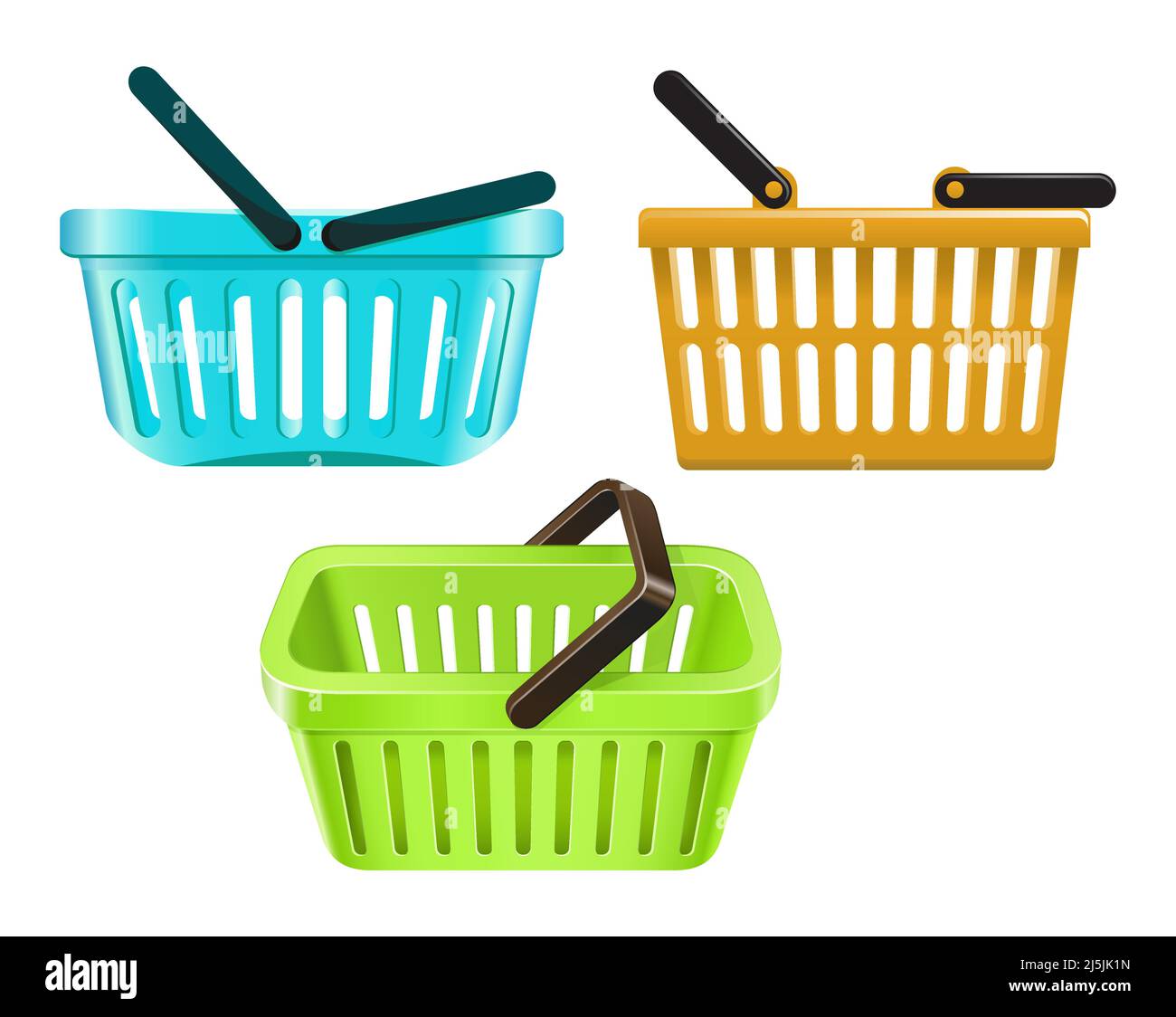 Realistic shopping basket set of 3. Vector illustration Stock Vector ...