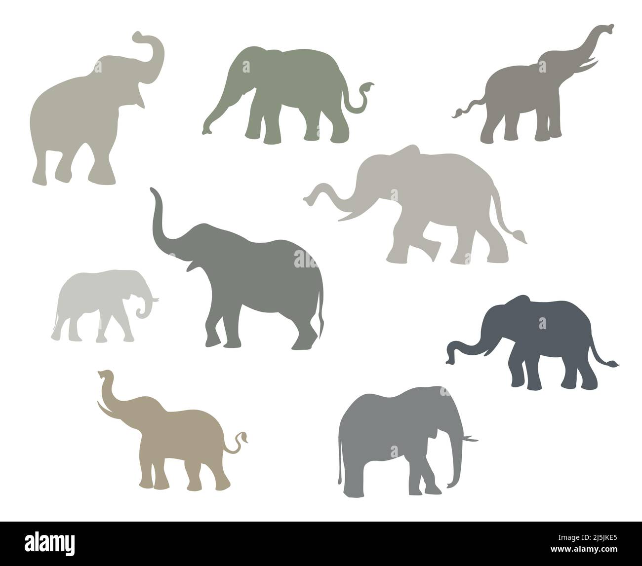Colorful elephants in different pose. Vector illustration Stock Vector ...