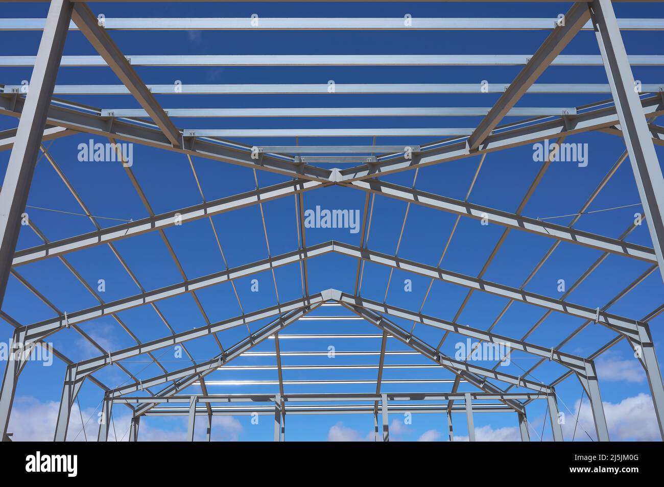 detail of the metal structure of a building or ship in the middle of ...