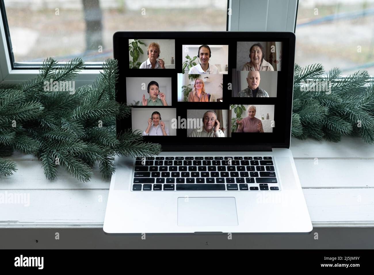 Family online video conference, christmas greetings. Virtual call ...