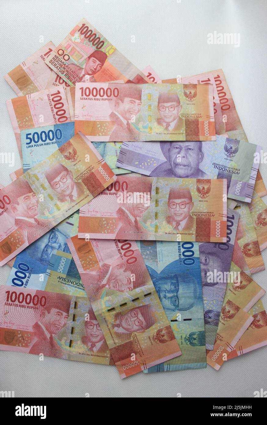 Indonesian Rupiah Money 100 000 50 000 And 10 000 IDR Banknotes Top