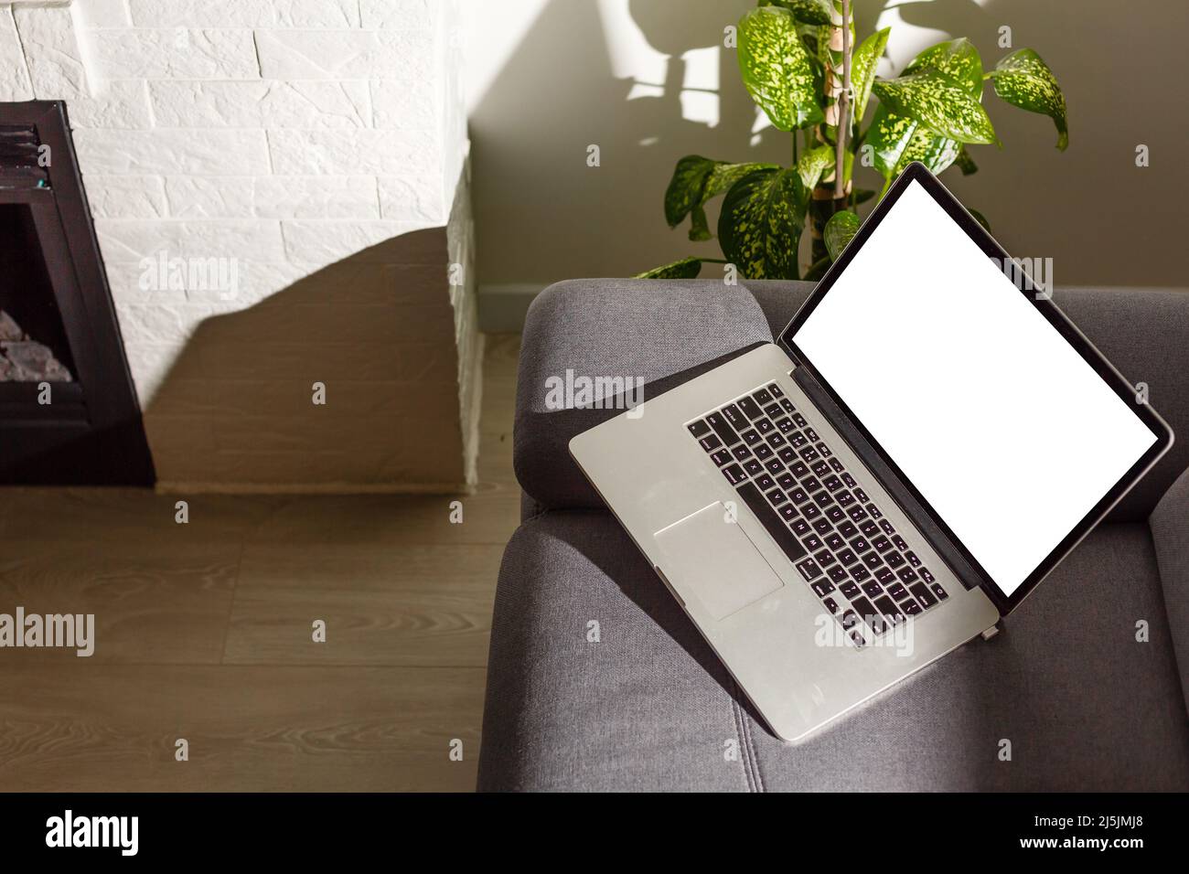 Modern computer, laptop with blank screen Stock Photo - Alamy