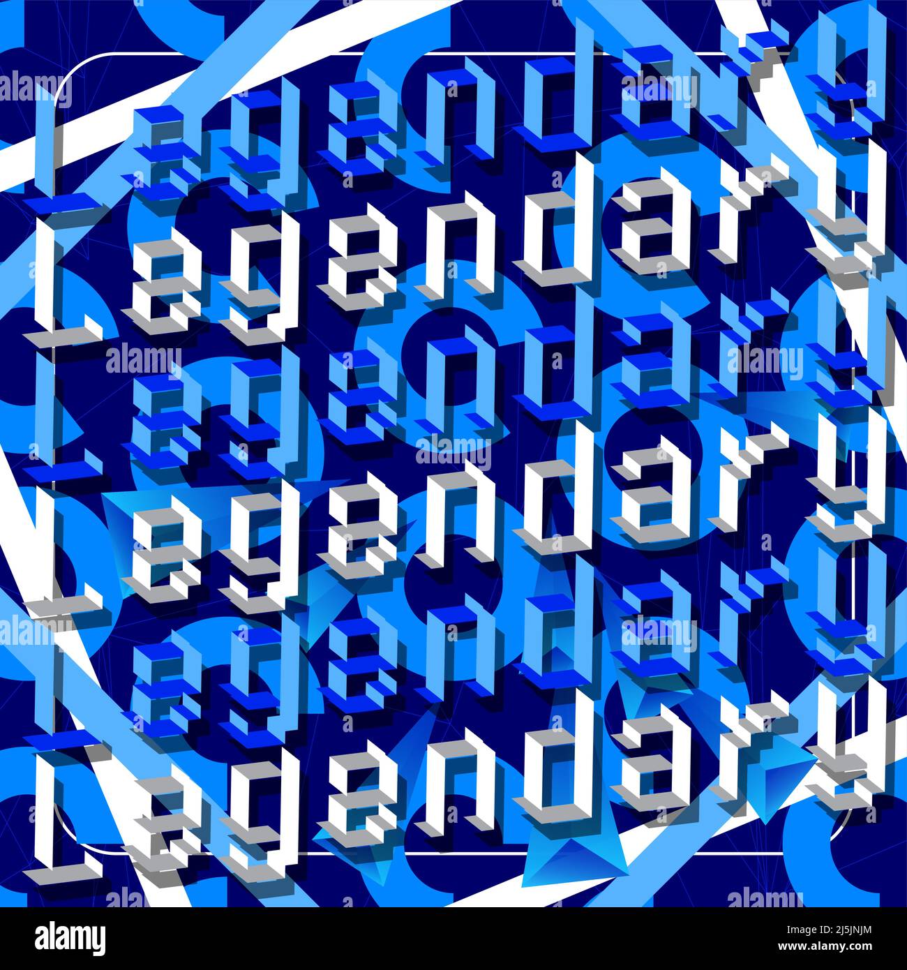Legendary pixelated word with geometric graphic background. Vector ...