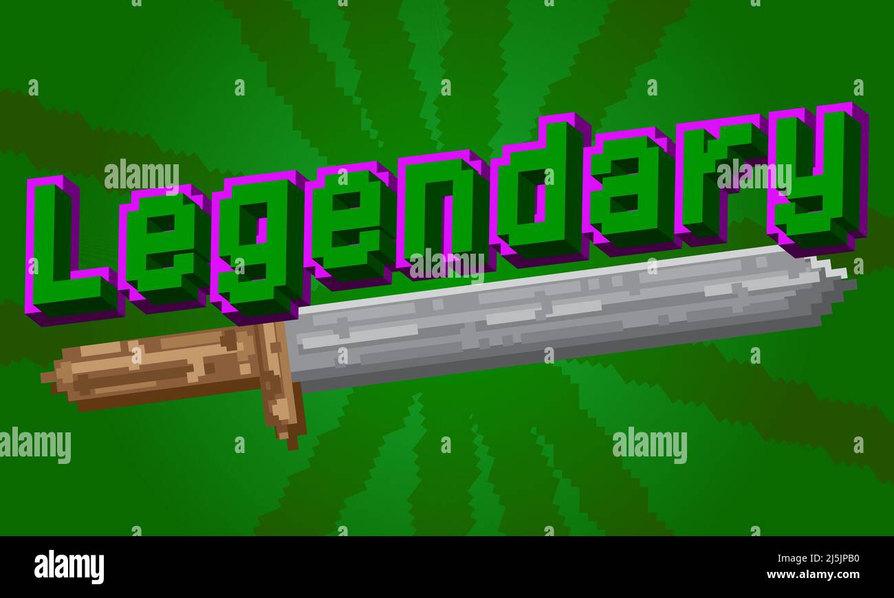Legendary pixelated word with geometric graphic background. Vector ...