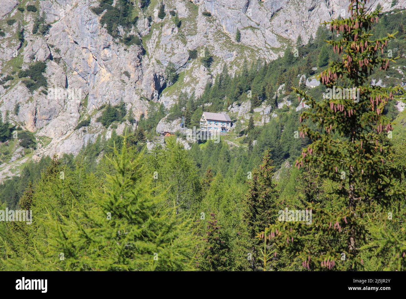 Italy, Ombretta Valley - August 27 2016: the view of Onorio Falier ...