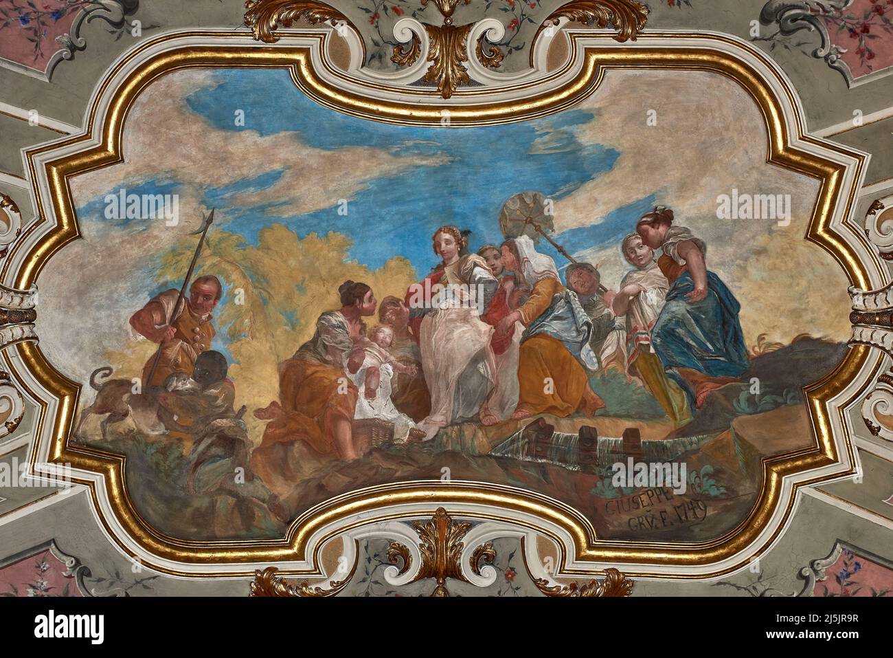 Mosè salvato dalle acque - affresco - Giuseppe Le Gru - XVIII secolo ...