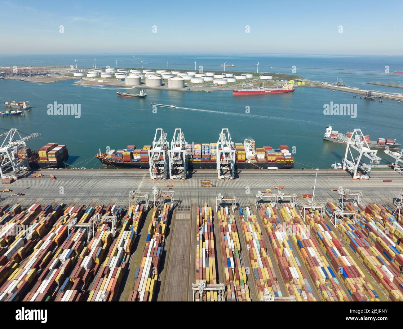 Rotterdam, 18th of april 2022, The Netherlands. Container terminal ...