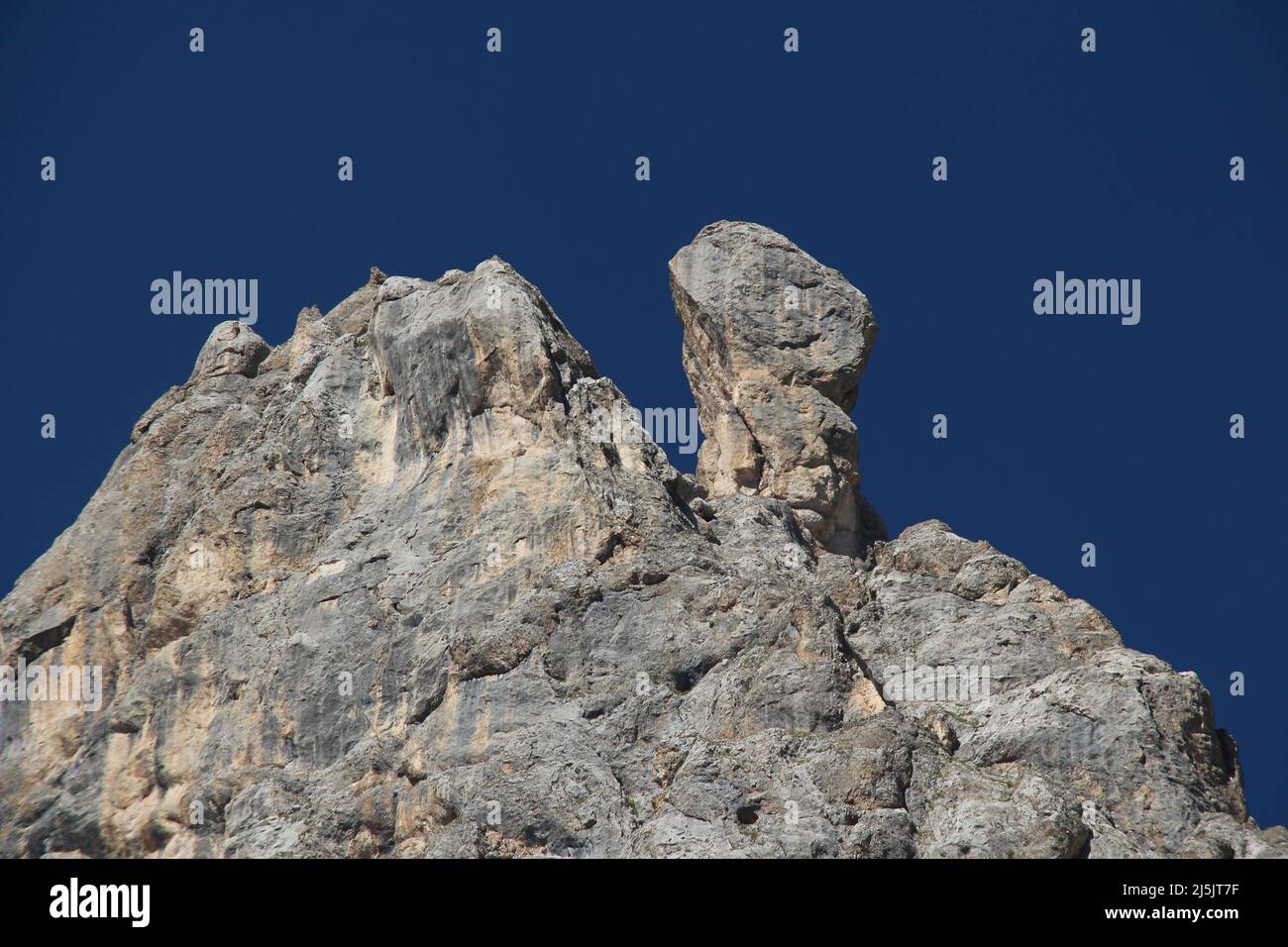 The view of a Fungo di Ombretta or Torre Moschitz with blue clear sky ...