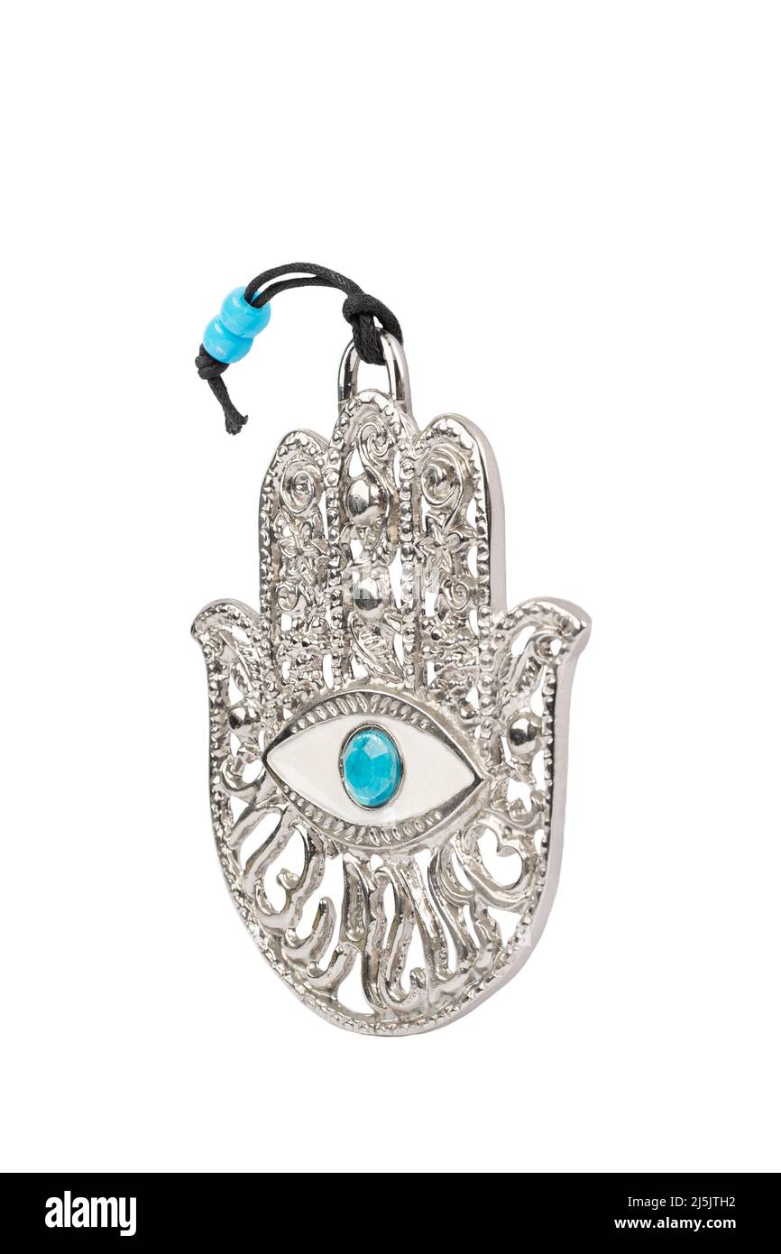 Metal hamsa for blessing isolated on white background Stock Photo - Alamy