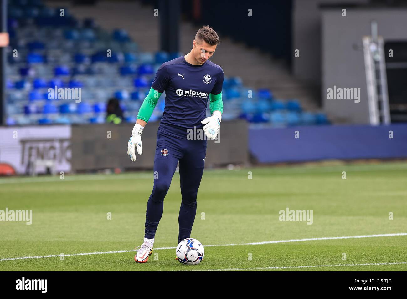 Stuart Moore #13 of Blackpool during the pre-game warmup Stock Photo ...