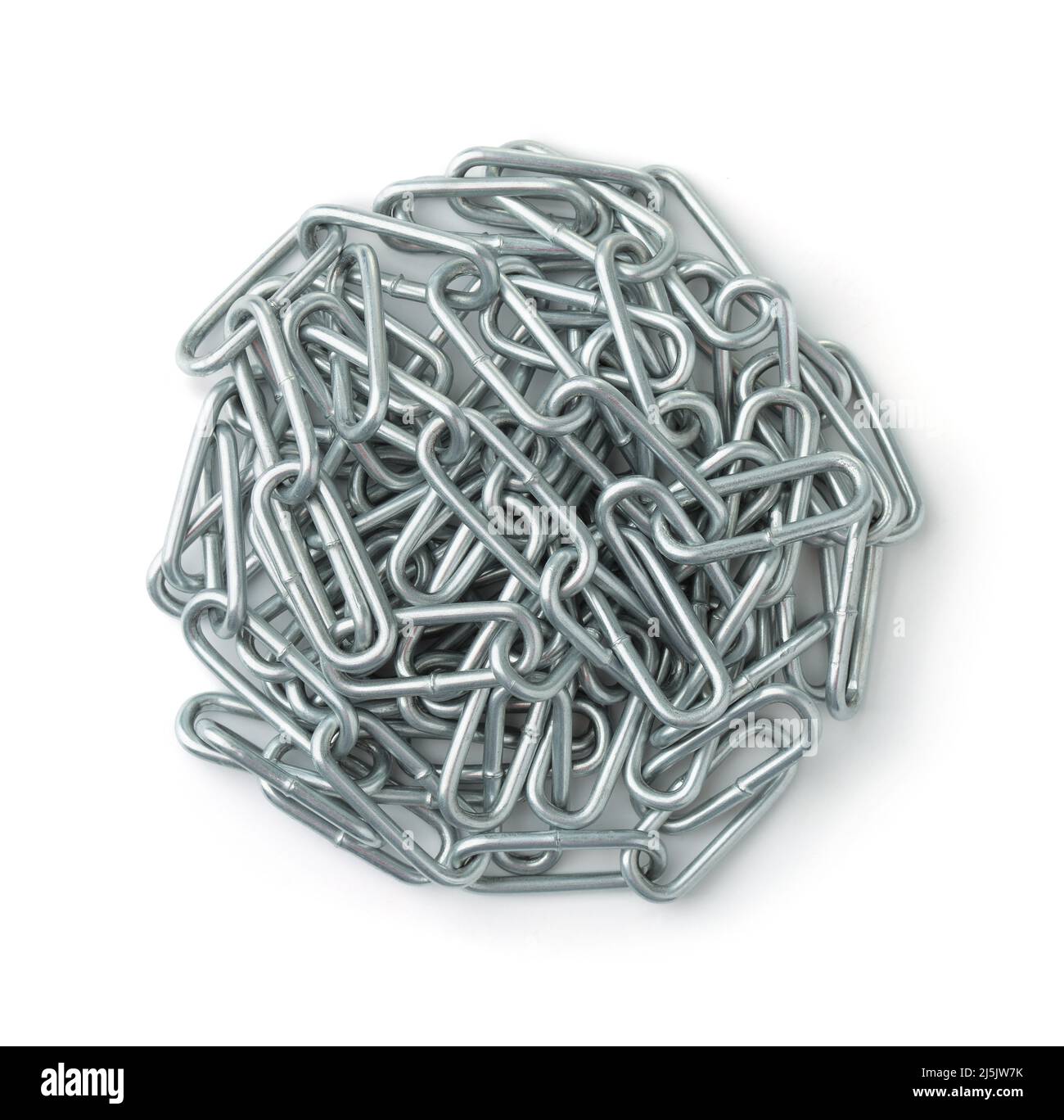 Pile of new steel chain isolated on white Top view Stock Photo - Alamy