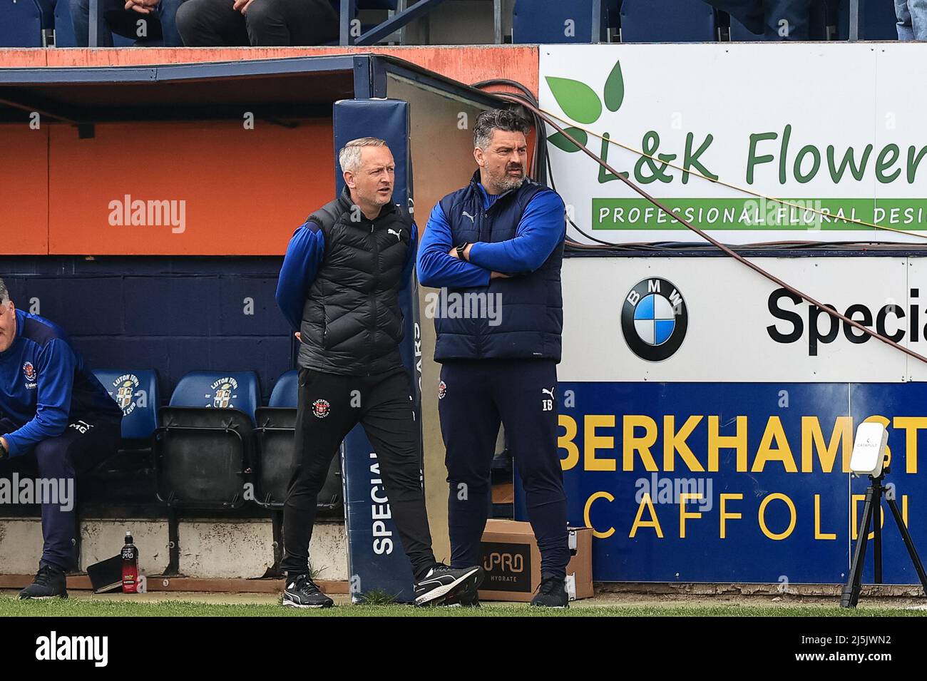 Luton, UK. 24th Apr, 2022. Neil Critchley head coach of Blackpool and ...