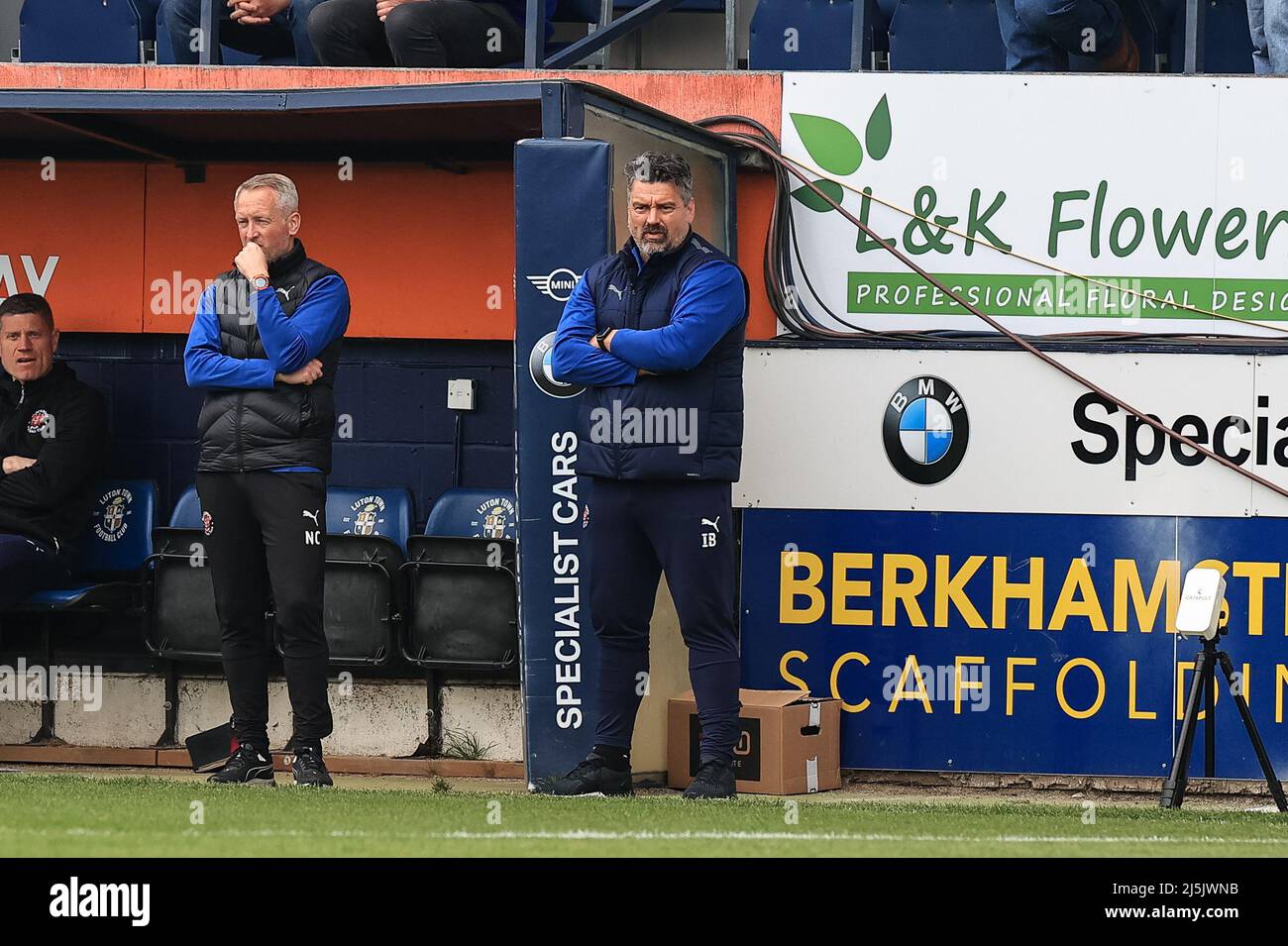 Luton, UK. 24th Apr, 2022. Neil Critchley head coach of Blackpool and ...