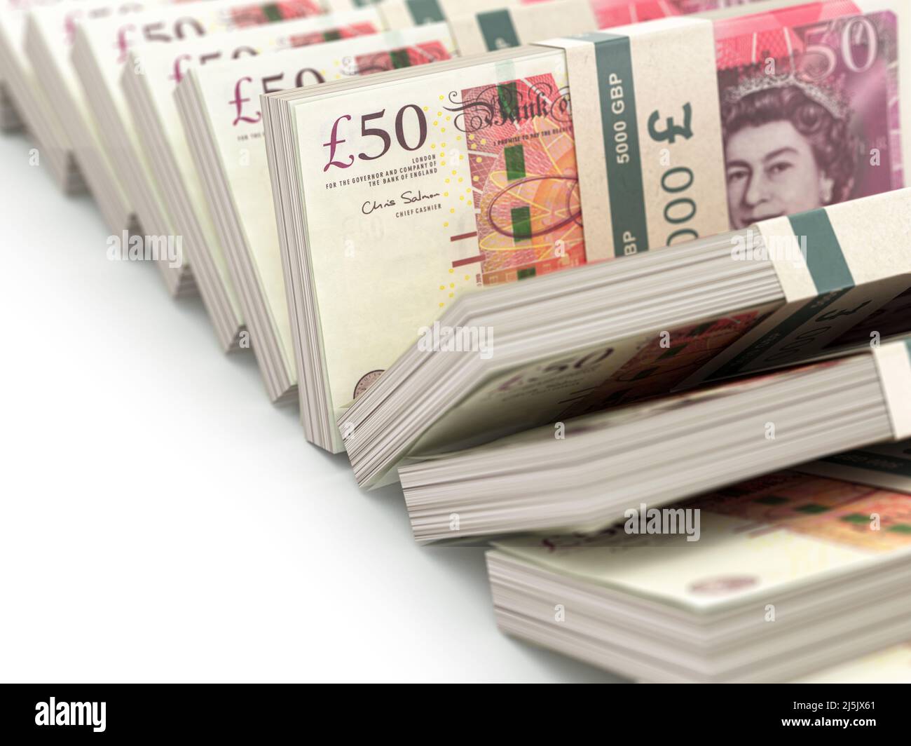 50 pound note stack hi-res stock photography and images - Alamy