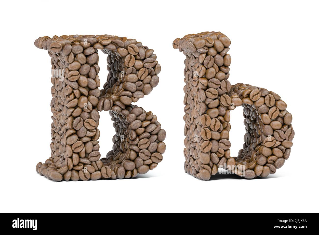 Letter B from coffee bean isoilated on white. Coffee alphabet font. 3d ...