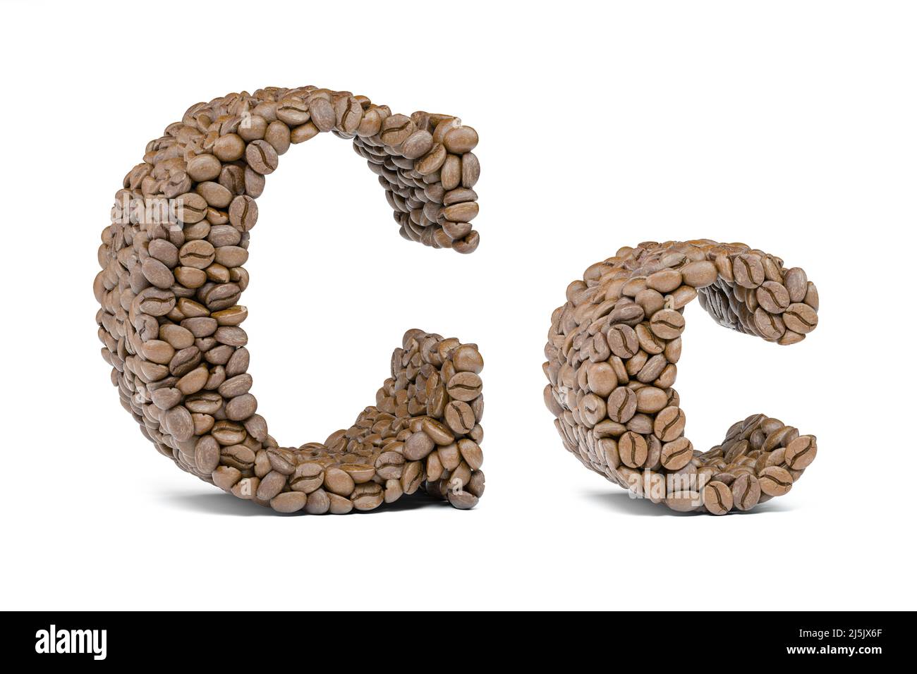 Letter C from coffee bean isoilated on white. Coffee alphabet font. 3d ...