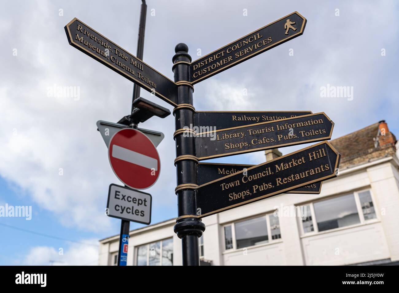 Woodbridge Suffolk UK February 22 2022: Multi-directional sign in a ...