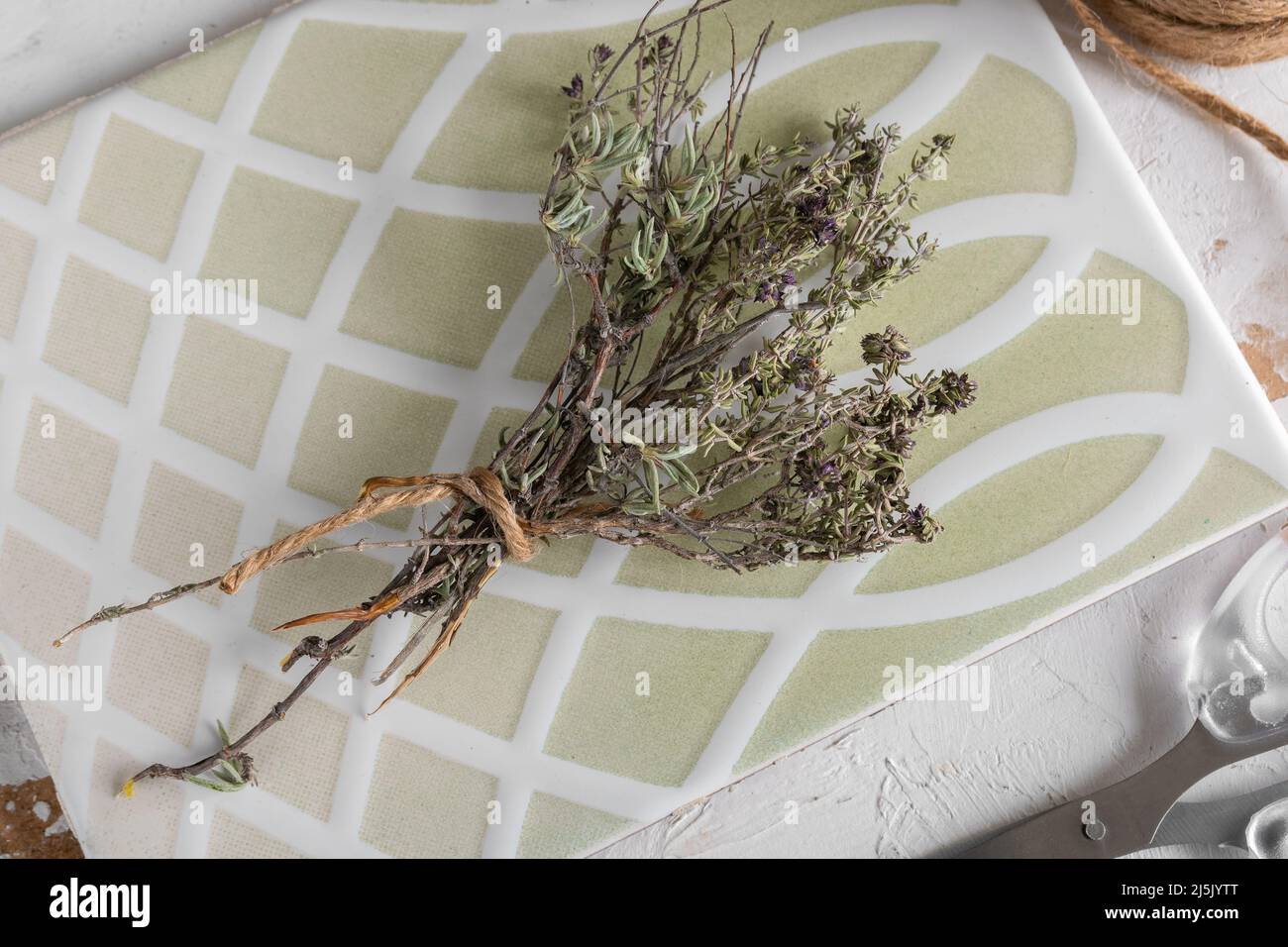 Dried thyme branches aromatic plant Stock Photo - Alamy