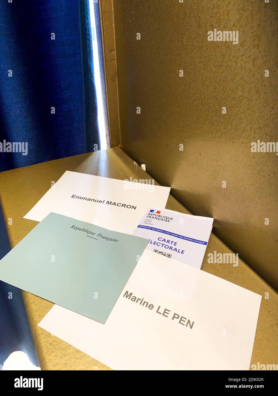 Ballot papers in a polling booth, French Presidential Elections, 2nd ...