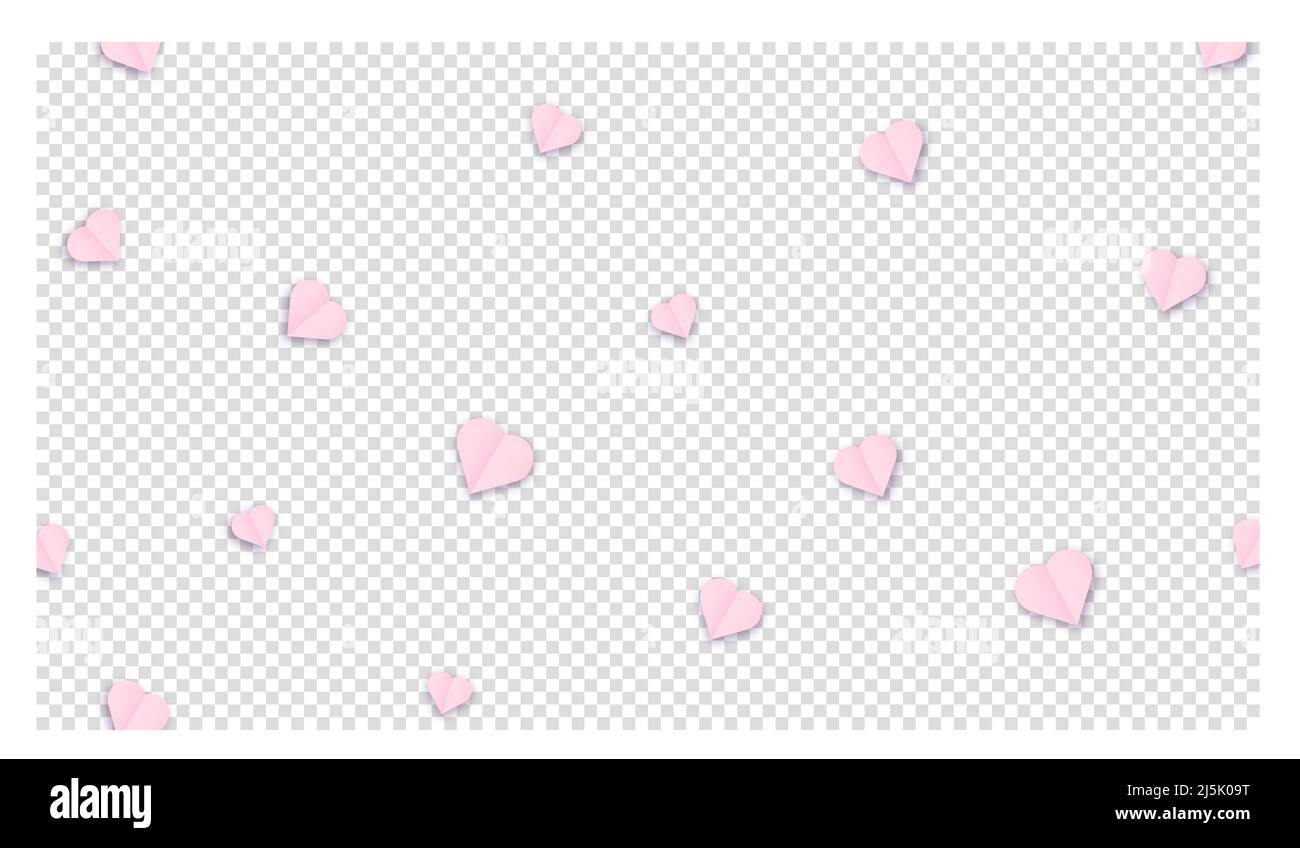 Valentine s paper confetti pink hearts flying in the isolated ...