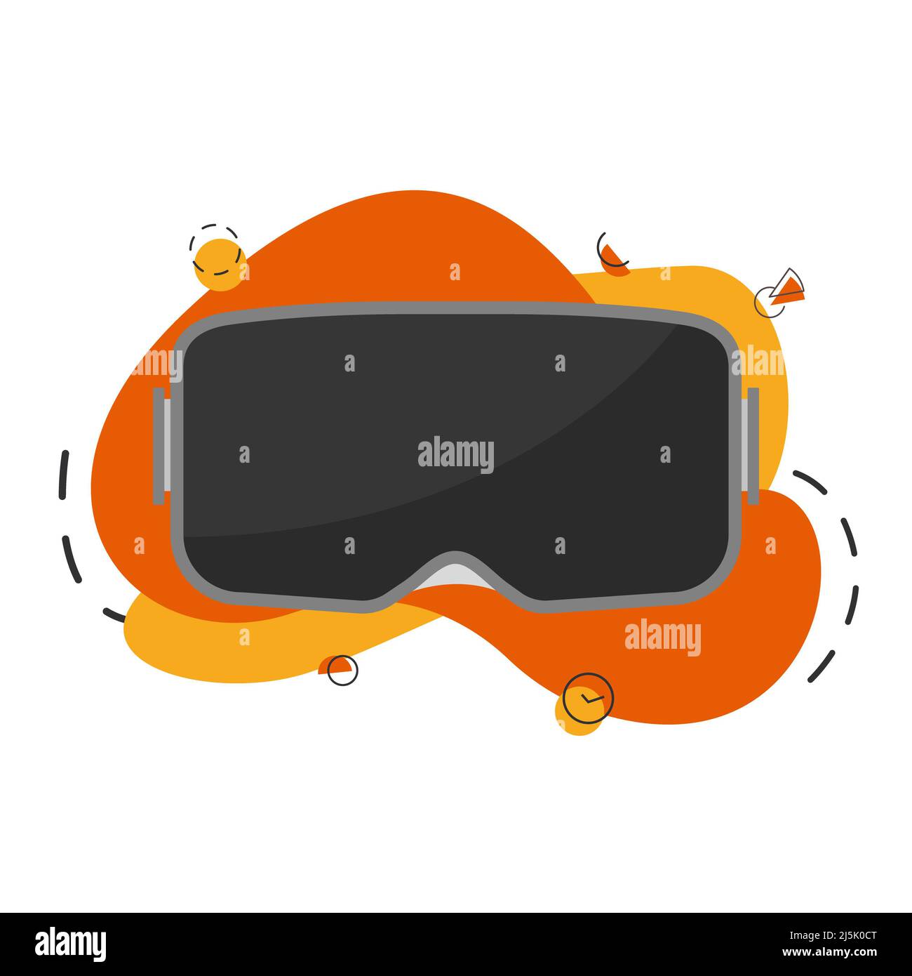 VR glasses headset. Virtual reality helmet. Orange bubble background ...