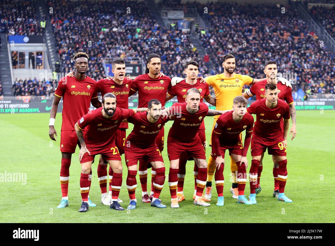 Players of As Roma team pose for a team photo prior to the Serie A ...