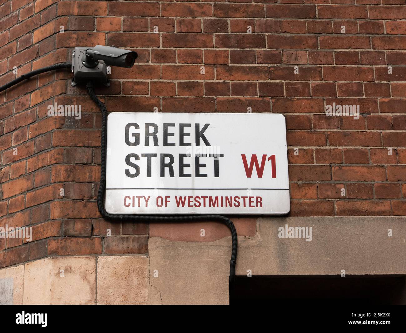 London, UK-09.10.21: Greek Street name sign, City of Westminster ...