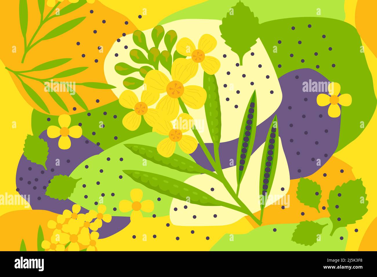 Mustard and seeds elements abstract seamless pattern vector design ...