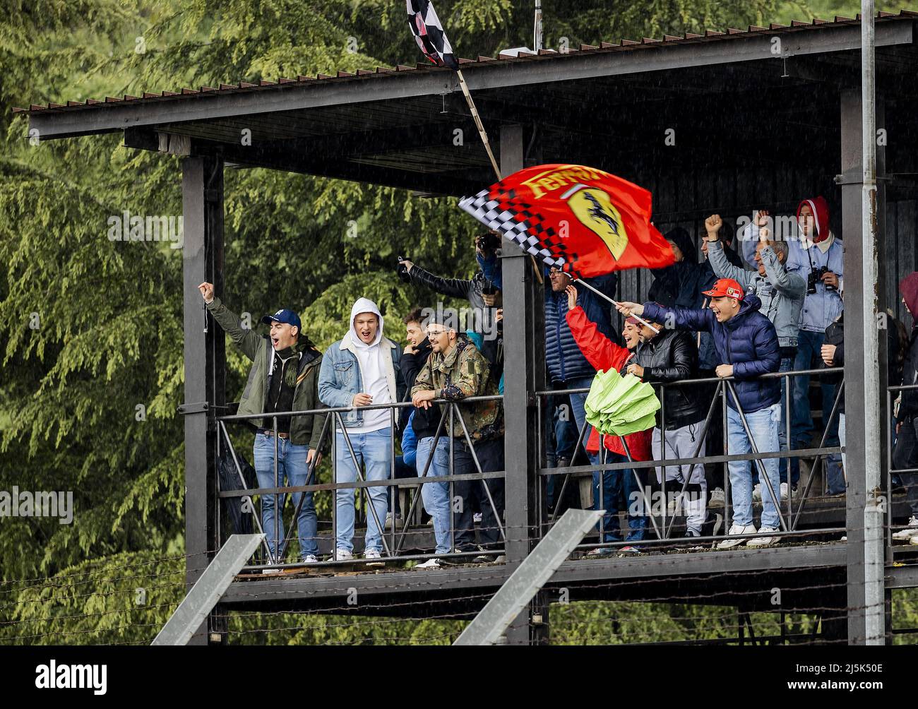 IMOLA - Fans in the rain ahead of the F1 Grand Prix of Emilia Romagna ...
