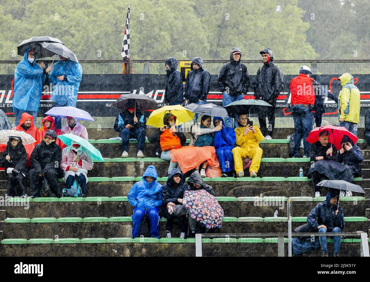 IMOLA - Fans in the rain ahead of the F1 Grand Prix of Emilia Romagna ...