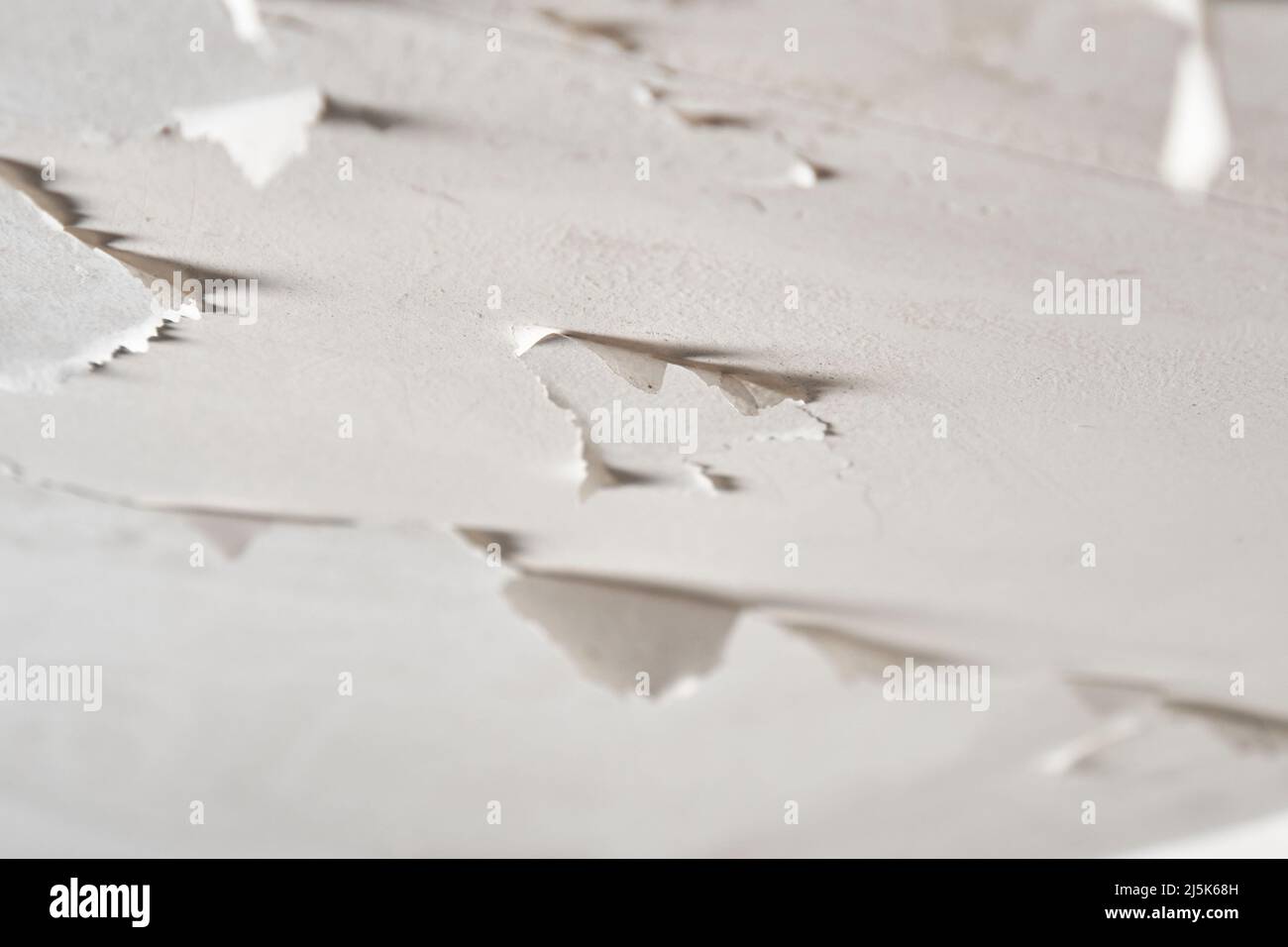 Peeling paint in plaster ceiling of bathroom and toilet. Moisture and ...