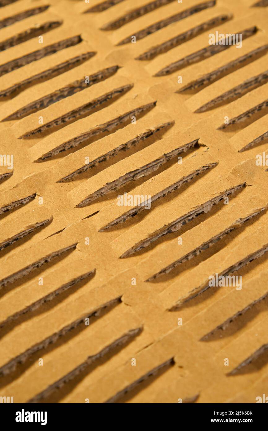 Brown wrapping corrugated cardboard with perforation. Kraft paper ...