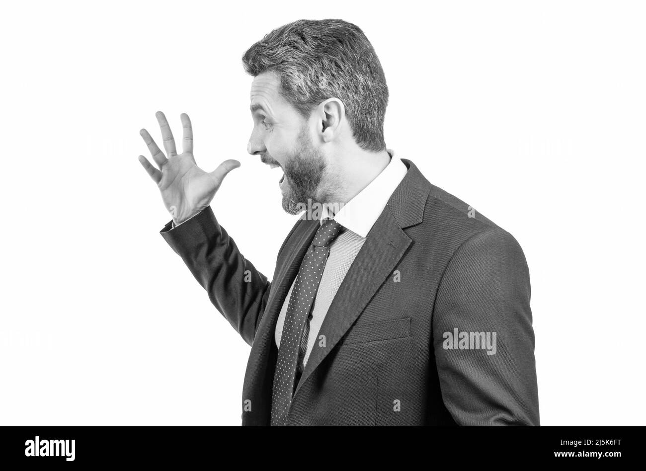 Boss yelling at employee Black and White Stock Photos & Images - Alamy