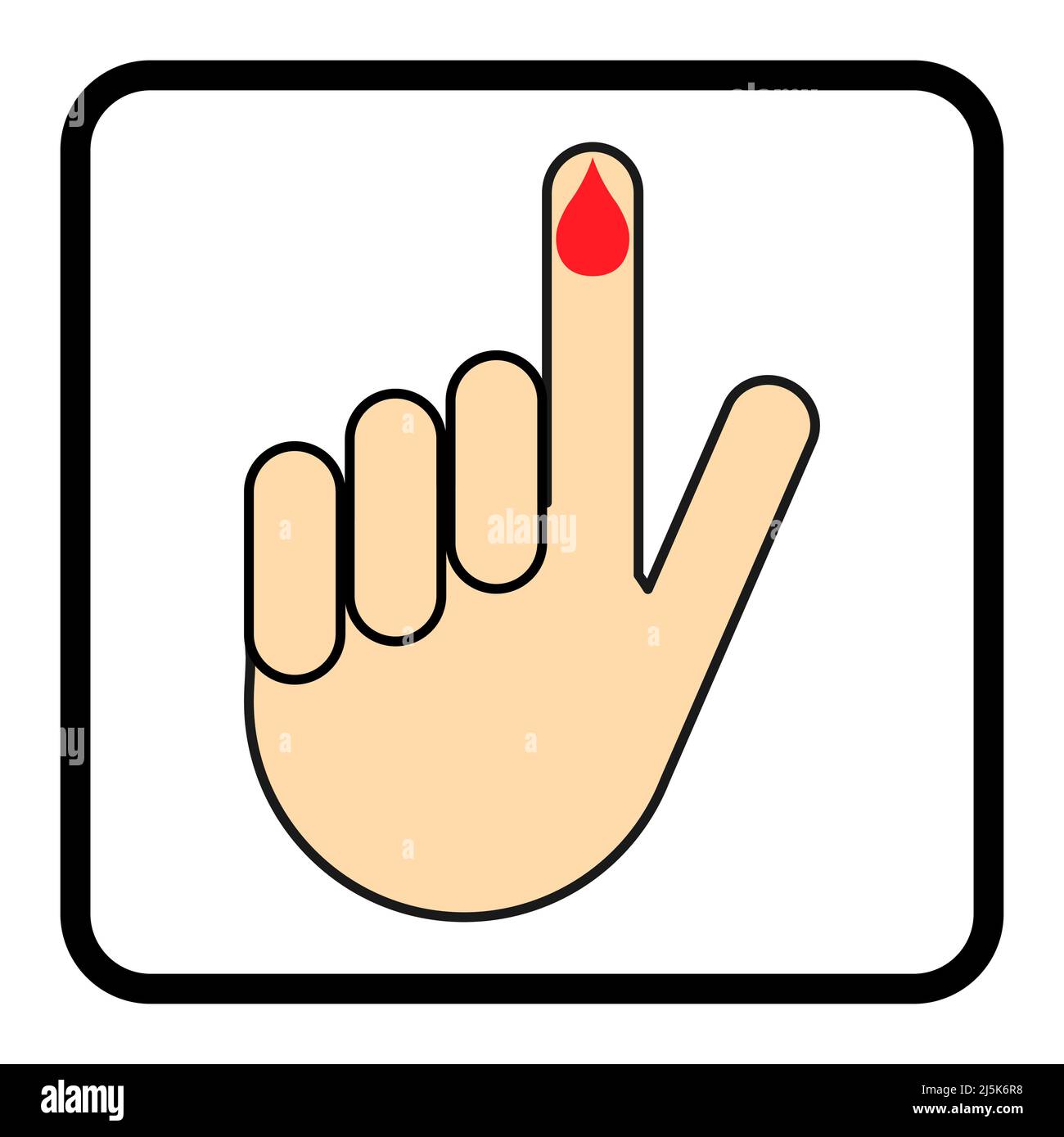 Hand finger with drop blood icon, medical health test symbol, control ...