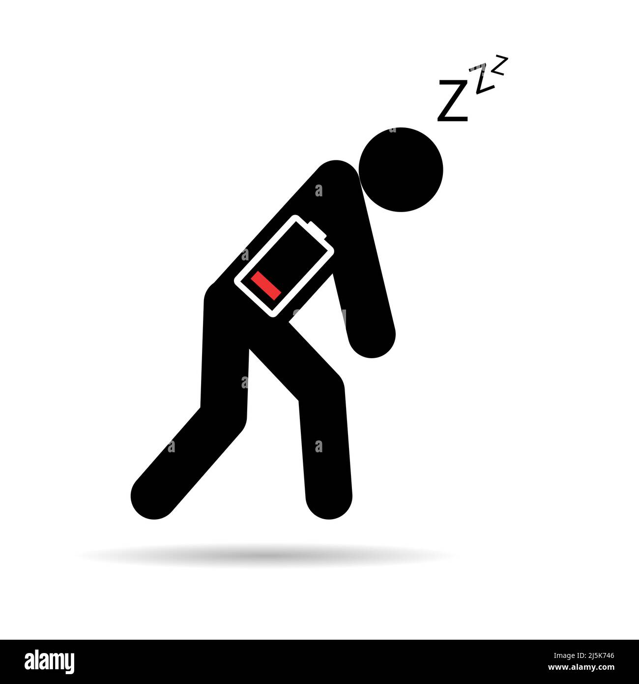 Tired man icon with shadow, sleep emotion tired sign, bored concept ...