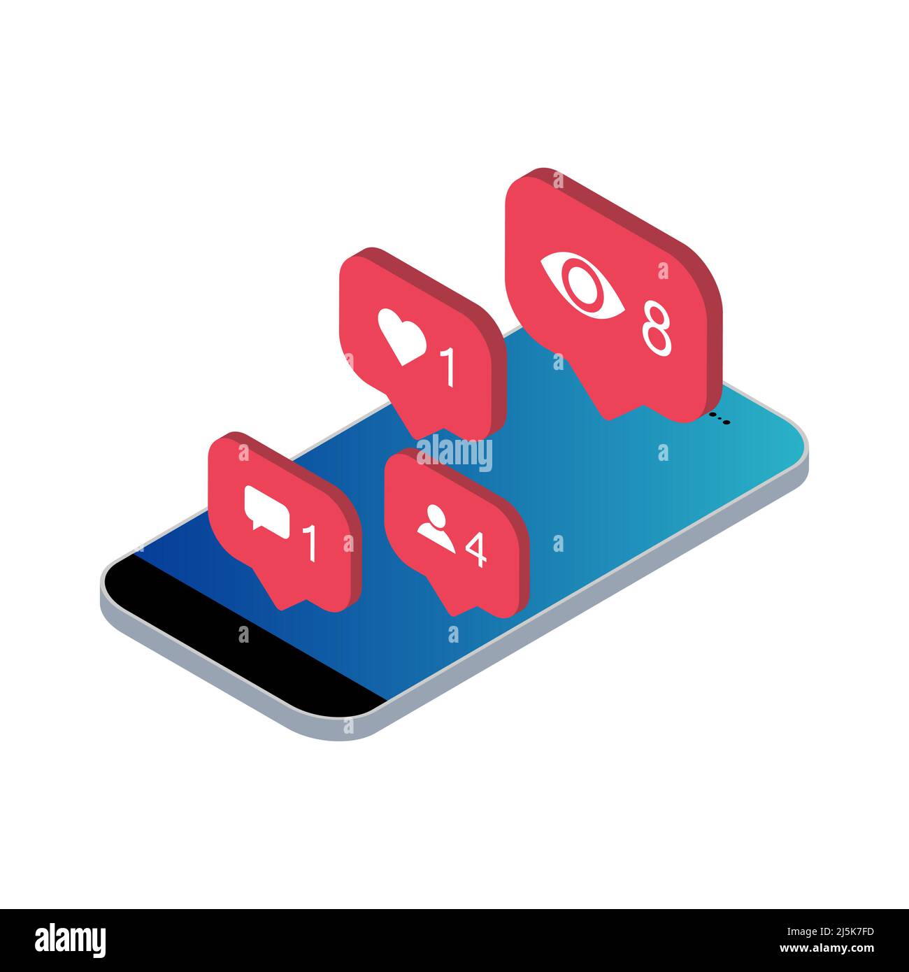 Follower isometric phone notification symbol for application instagram ...